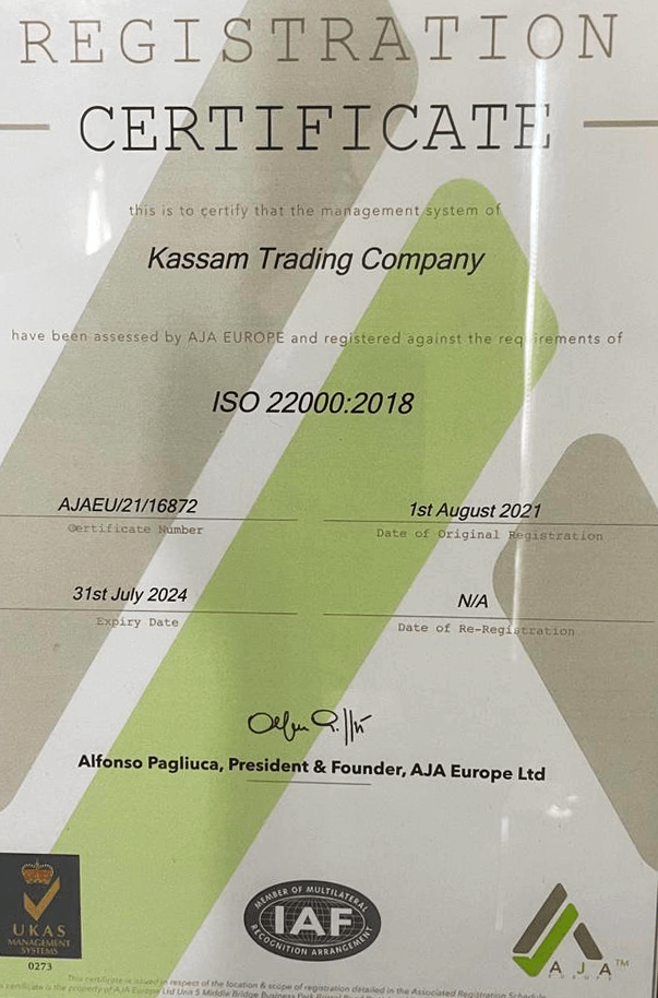 Certificates - Kassam Trading – Rice Millers and Exporters